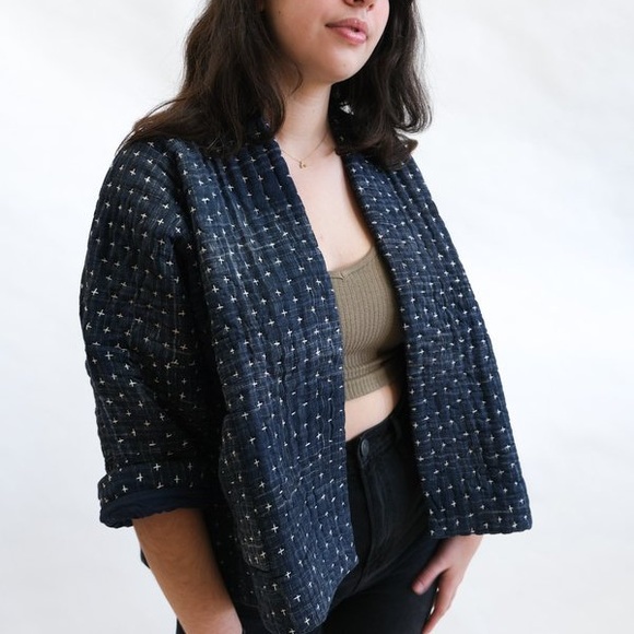 marigold row | Jackets & Coats | Nwt Marigold Row Quilted Crop Jacket Indigo | Poshmark